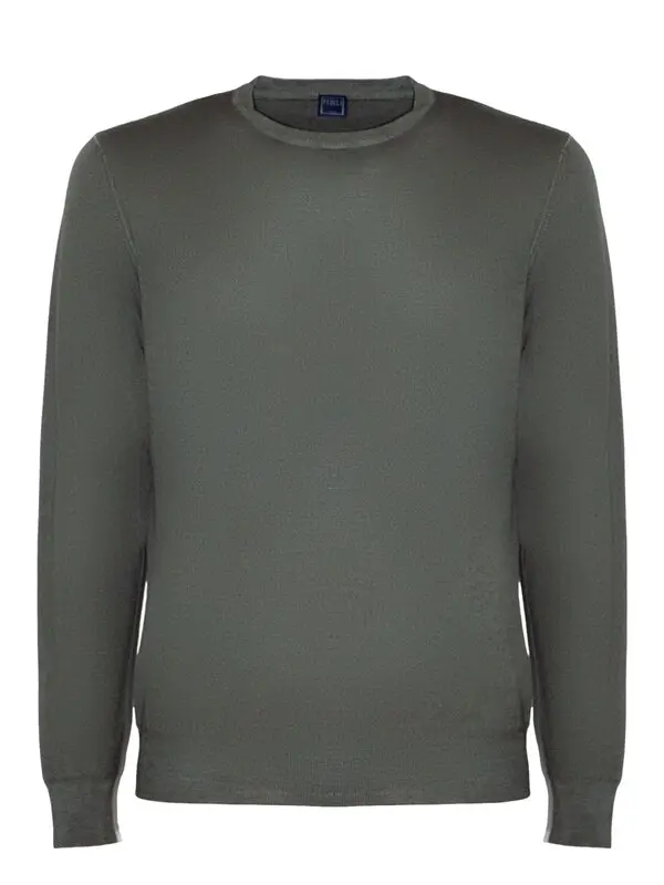 Fedeli Long-sleeved Crewneck Jumper - Medium Green