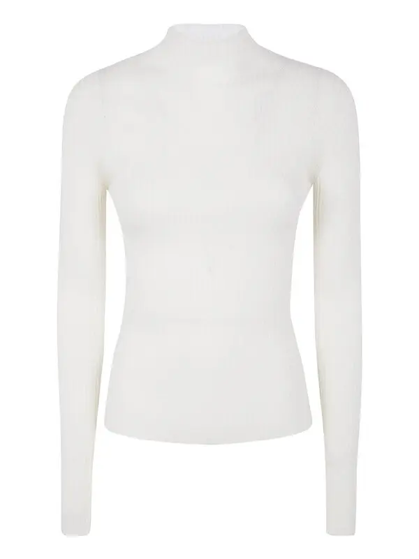 TWINSET Long Sleeve High Neck Ribbed Jumper - White