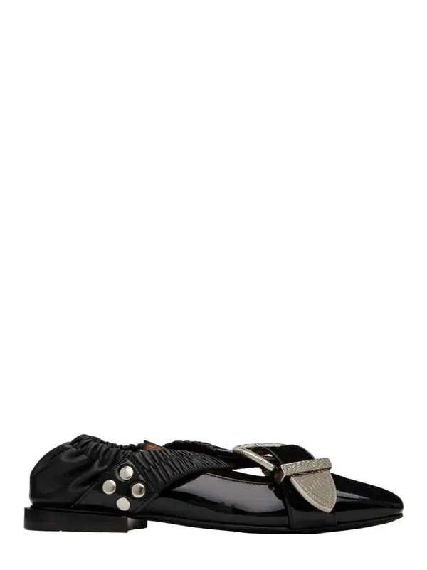 Toga Buckle Ballet Flats - Black