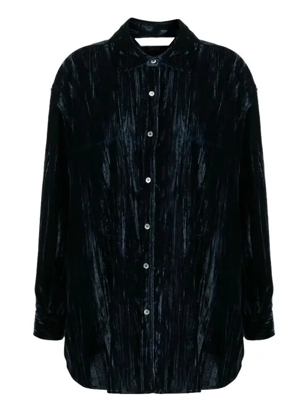 Palm Angels Velvet Crinkled Shirt - Black