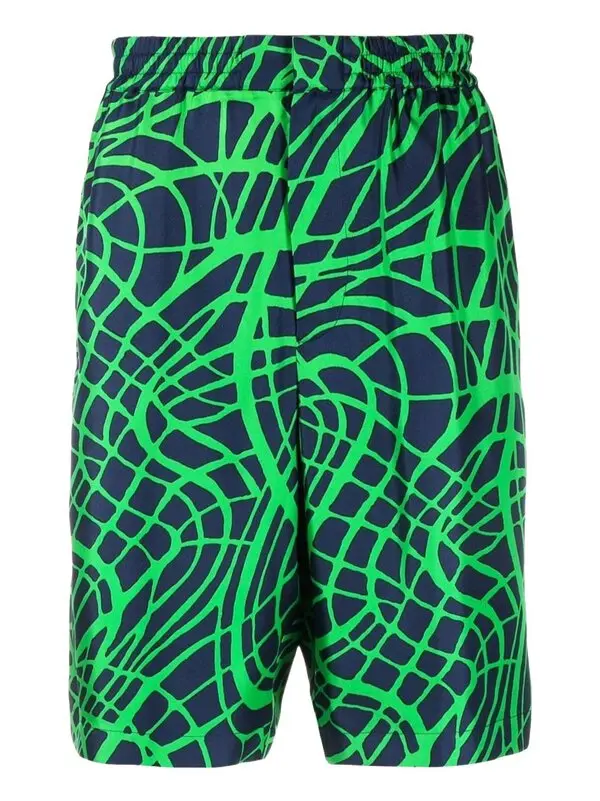 Moschino Printed Elastic Waist Shorts - Green