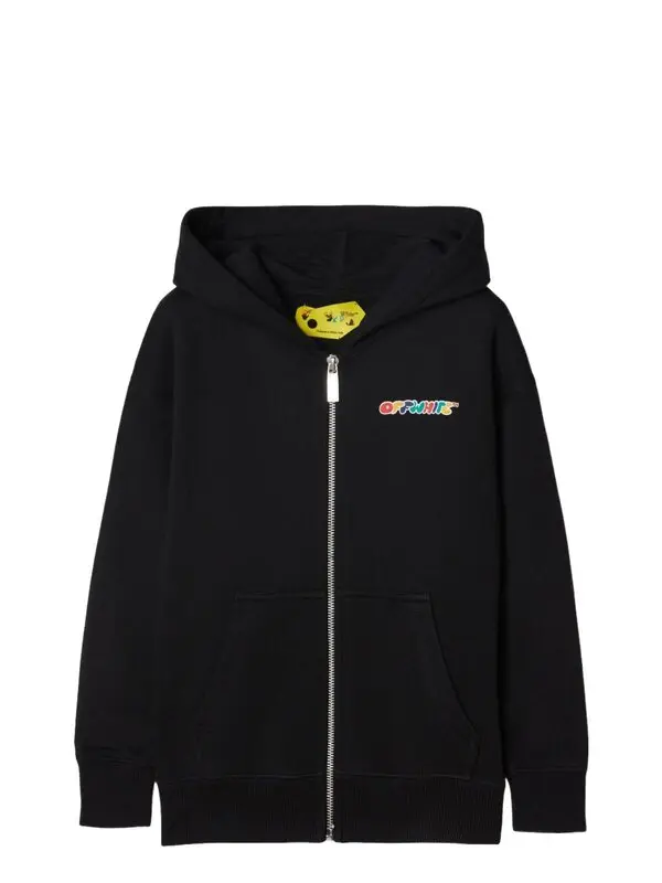 Off-White Arrows Zip-up Cotton Hoodie - Black