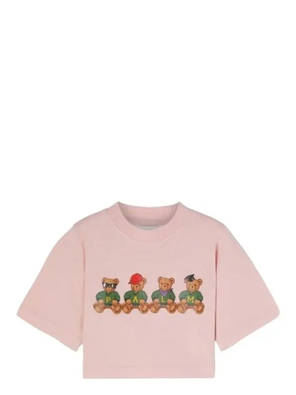 Palm Angels College Bears Cropped T-shirt - Pink