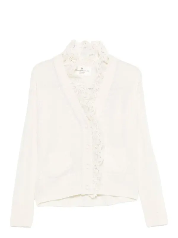 Ermanno Scervino Lace-trimmed Buttoned Cardigan - White