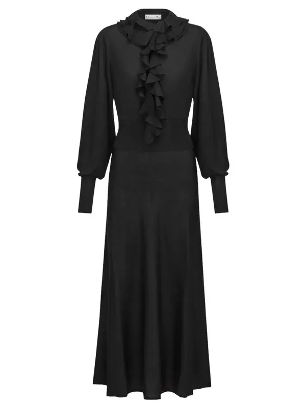 Dior Mid-length Dress With Removable Ruched Collar - Black