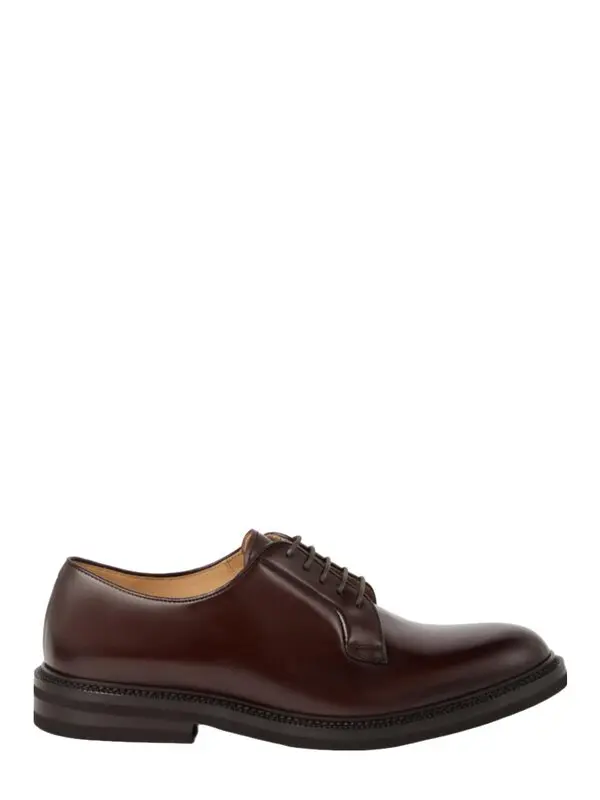 Brunello Cucinelli Lace-up Leather Derby - Maroon