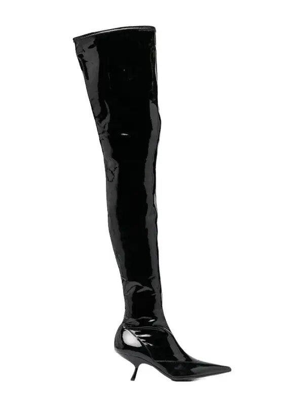 SERGIO ROSSI Maike 60mm Over The Knee Patent Boots - Black