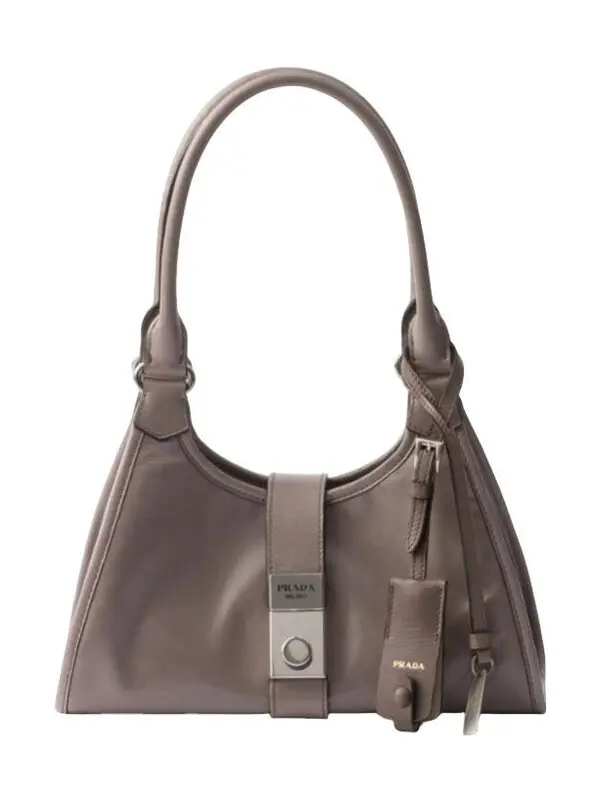Prada Small Leather Tote Bag - Gray