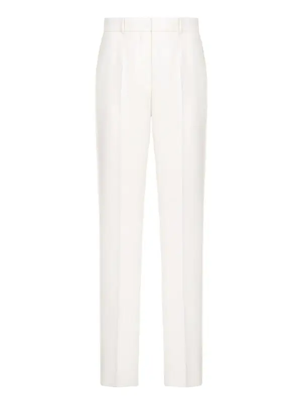 Dior Fitted Pants With Silk Satin Side Bands - White