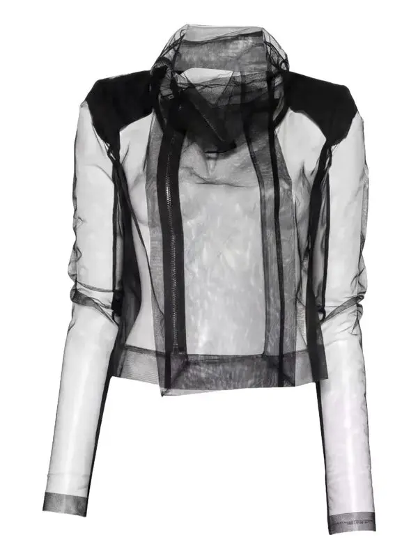 Rick Owens Sheer Asymmetric Zip Jacket - Black