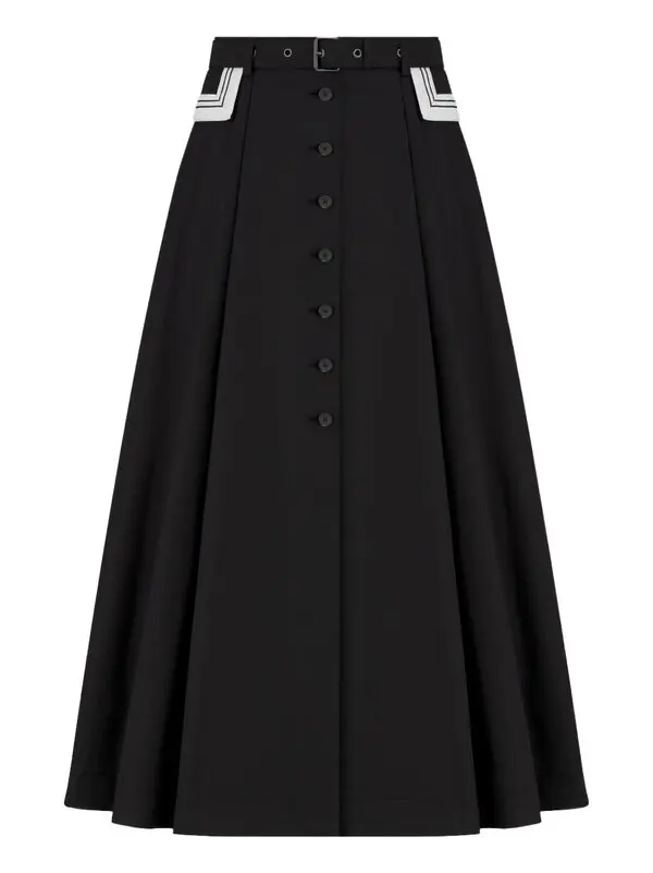 Dior Mid-length Flared Skirt With Tasseled Pockets - Black