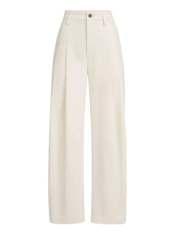 Brunello Cucinelli Dyed Cotton And Wool Wrinkled Denim Five-pocket Baggy Trousers With Monili - Panama