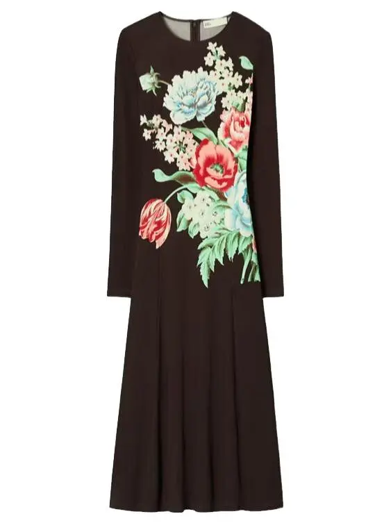 Tory Burch Printed Jersey Midi Dress - Brown