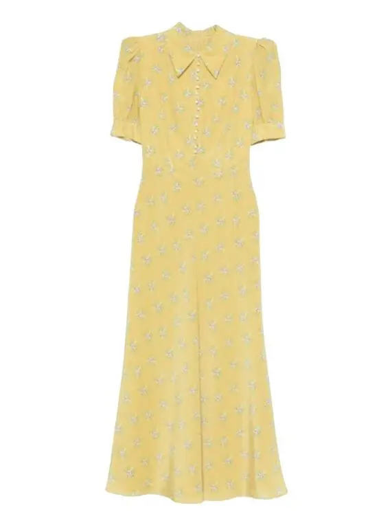 Alessandra Rich Floral Print Button-front Midi Dress - Nude