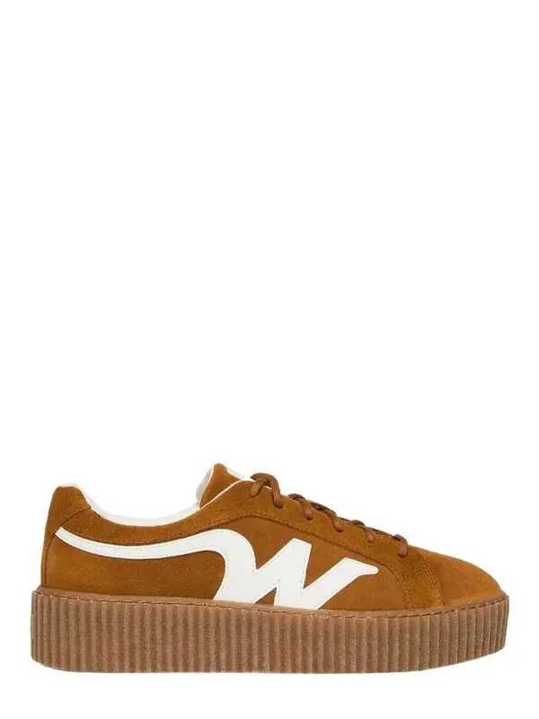 Max Mara Platform Lace-up Sneakers - Reddish Brown