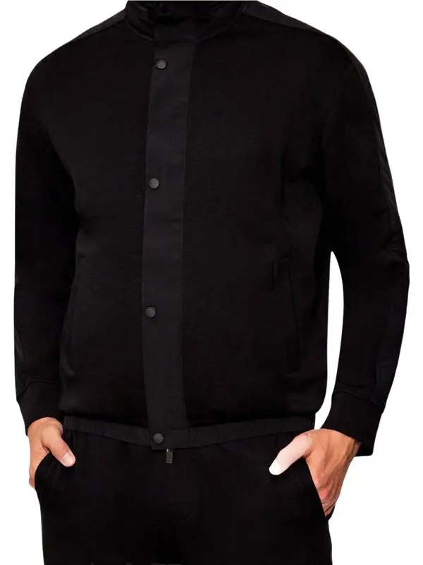 Armani Exchange Long Sleeve Hooded Sweatshirt With Snap Button Closure - Black