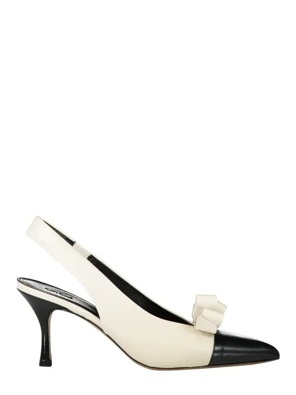 Chloé Slingback Pointed Toe Pumps With Bow Detailing - White