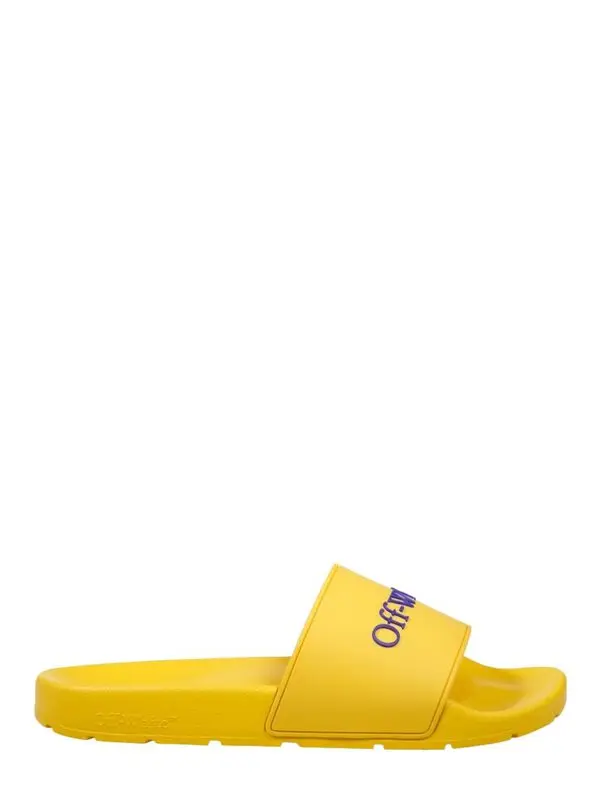 Off-White Logo Embossed Slip-on Slides - Yellow