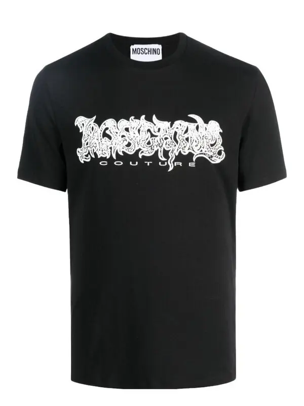 Moschino Logo-print Stretch-cotton T-shirt - Black