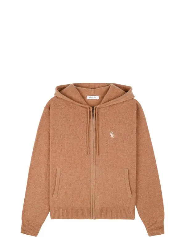 SPORTY  RICH Sporty & Rich Cashmere Zip Hoodie - Camel