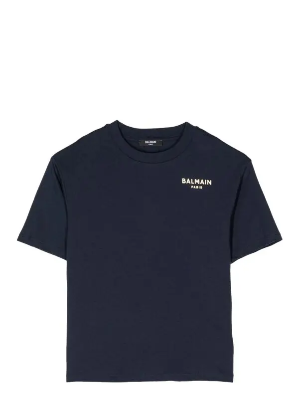 Balmain Logo Print Cotton T-shirt - Black