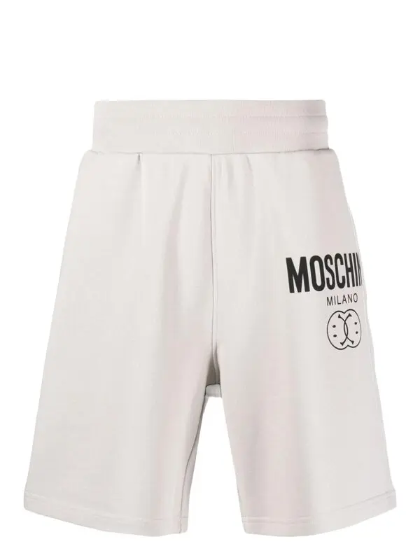 Moschino Loose Waist Shorts With Logo Print - White