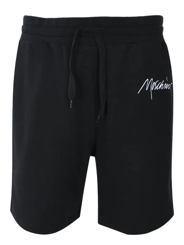 Moschino Embroidered Organic Cotton Track Shorts - Black