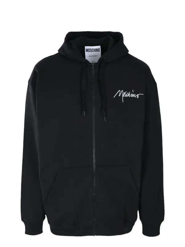 Moschino Print Zip-up Hoodie - Black