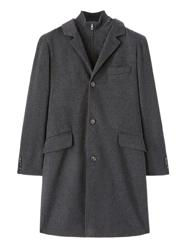 Loro Piana Long Sleeve Coat With Knitted Collar - Black