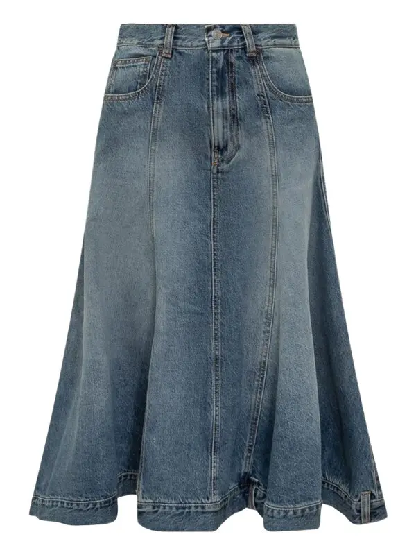 Victoria Beckham High Waist Panelled Kick Flare Skirt - Blue