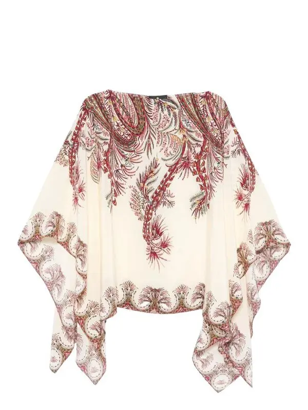 Etro Paisley Printed Boat-neck Blouse - White
