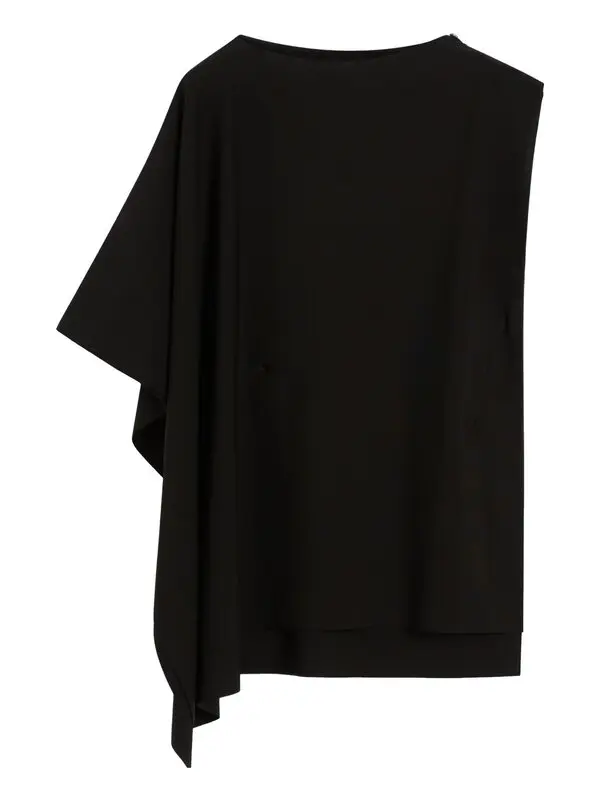 Sportmax Asymmetrical Draped Kimono Sleeve Top - Black