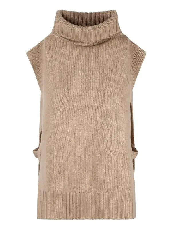 Vince Roll Neck Sleeveless Jumper - Nude