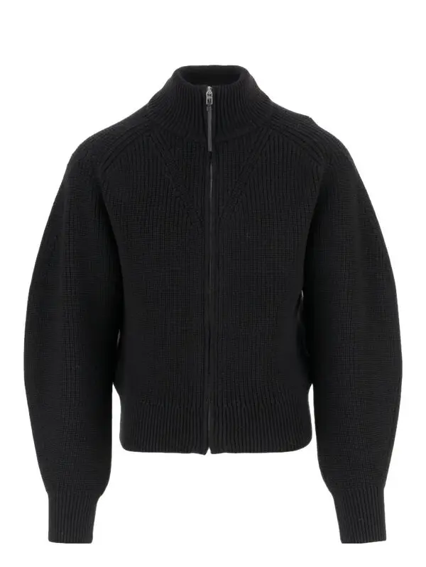 Jacquemus Ribbed Knit Zip-up Cardigan - Black