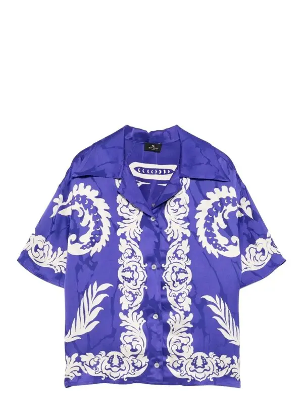 Etro Graphic Print Satin Shirt - Blue