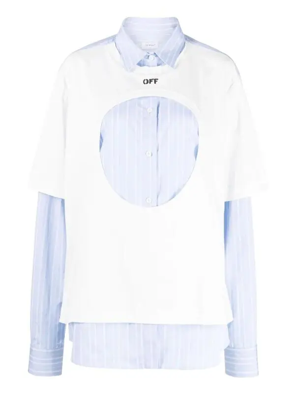 Off-White Layered Long-sleeve Shirt With Cut-out Detail - White