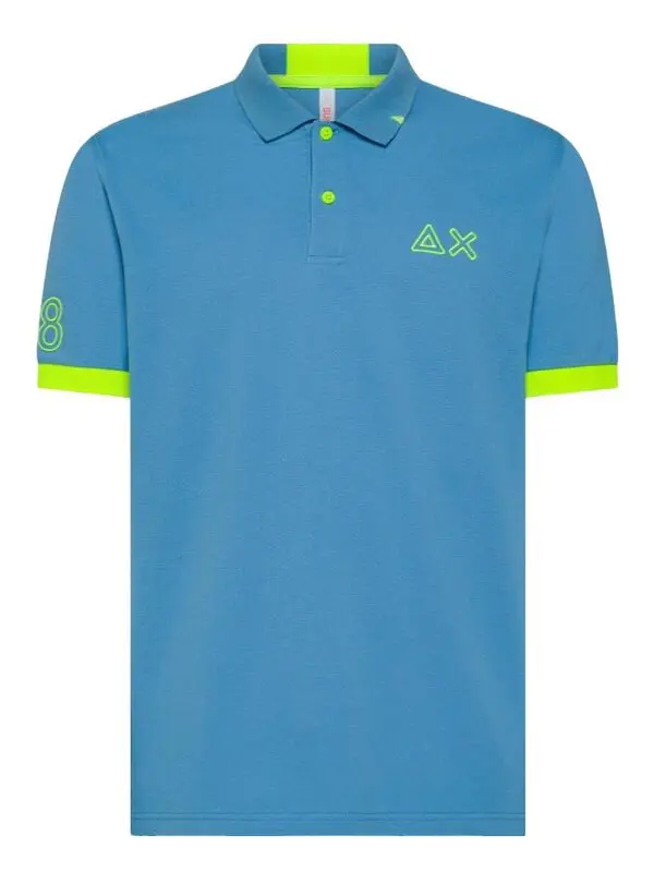 SUN 68 Logo-embroidered Polo Shirt - Sky-blue