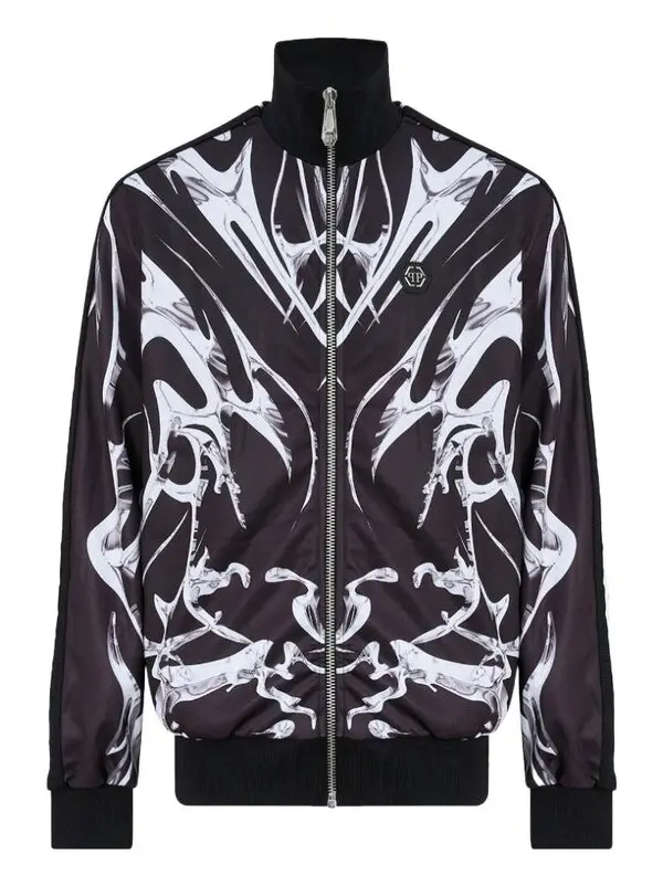 Philipp Plein Long-sleeved Printed Casual Jacket - Black