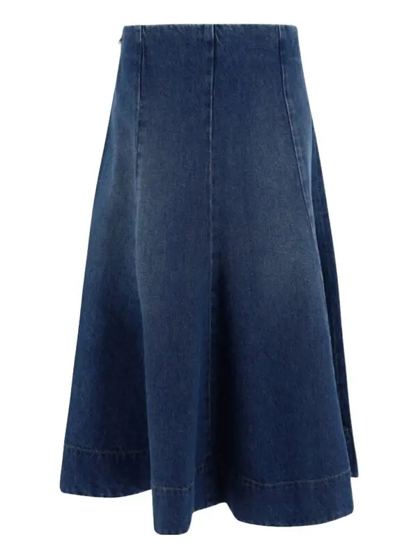 Khaite The Lennox Low-rise Denim A-line Skirt - Blue