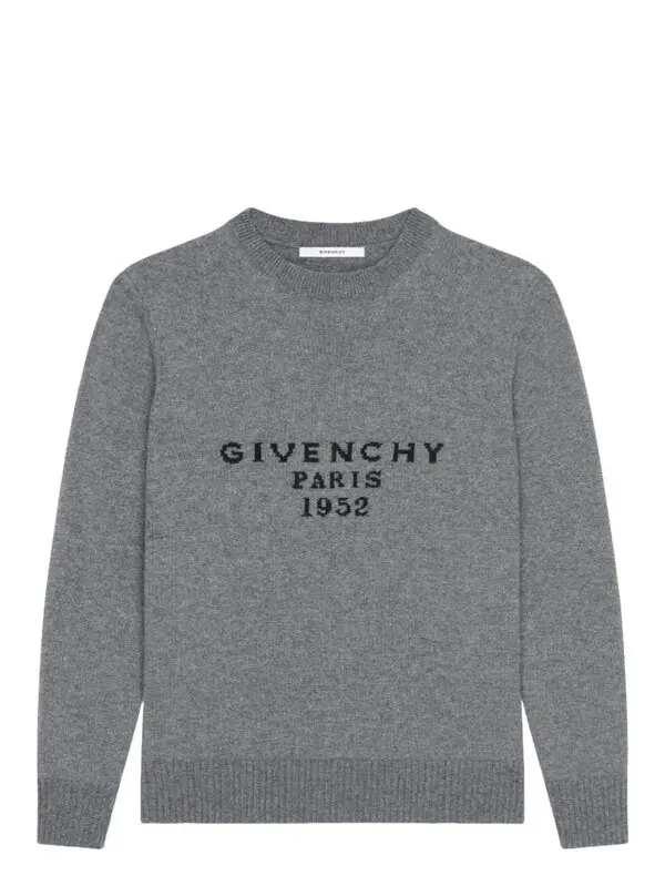 Givenchy Wool Cashmere Sweater With Signature Jacquard - Slate Blend