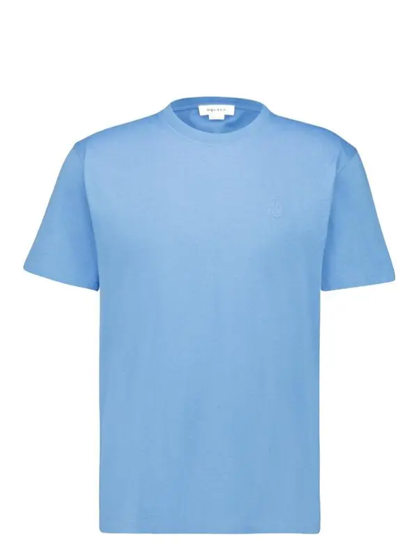 Alexander McQueen Embossed Cotton T-shirt - Blue