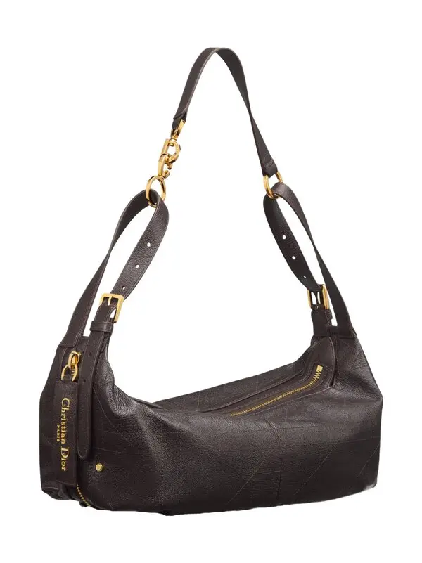 Dior Medium D-journey Bag In Shiny Grained Calfskin - Black