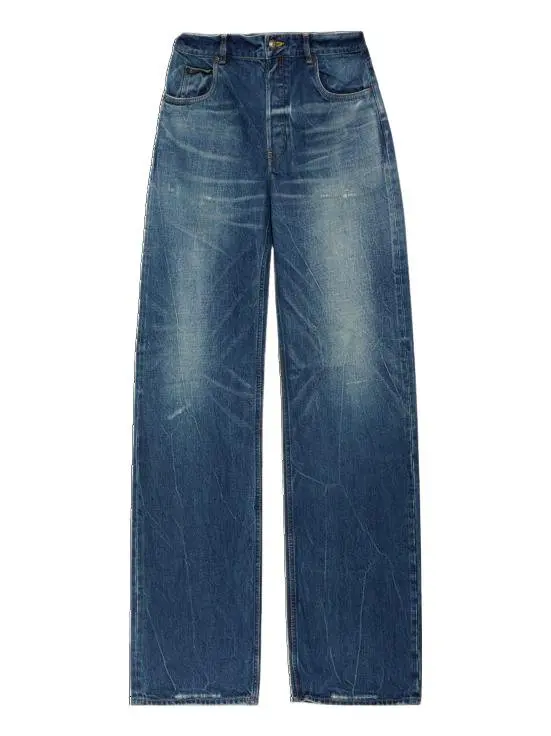 Alexander McQueen Wide Leg Faded Jeans - Blue