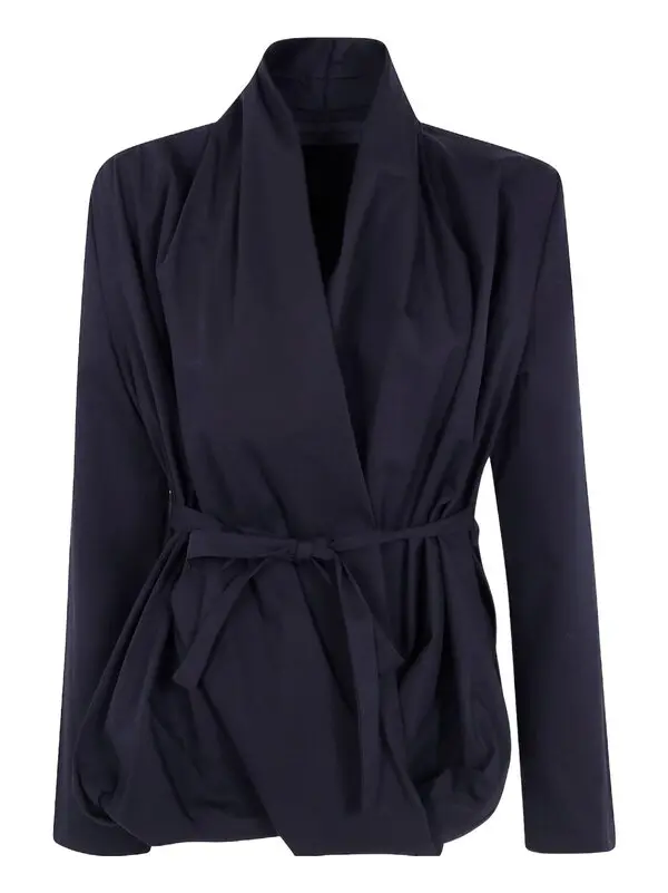 MARIA CALDERARA Draped Shirt With Front Tie - Black