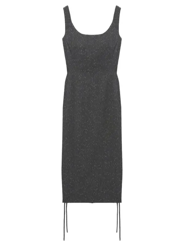 Alexander McQueen Sleeveless Corset Detail Pinstripe Pencil Dress - Grey