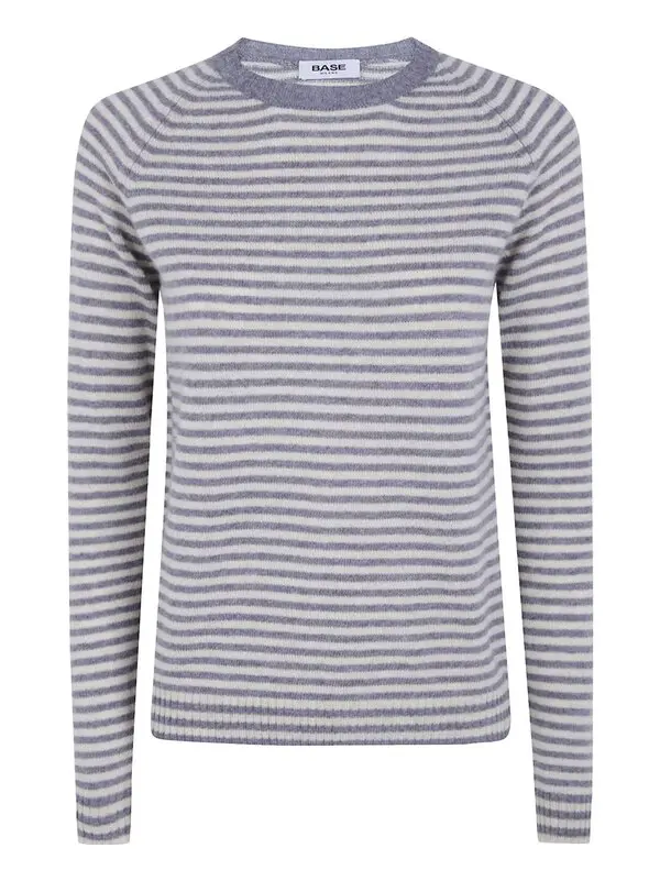 BASERANGE Striped Crew Neck Knit Sweater - Greige