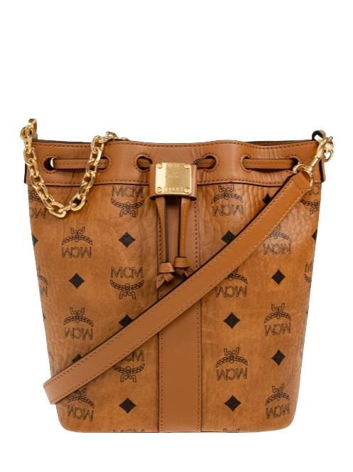 Mcm Dessau Shoulder Bag With Monogram - Brown