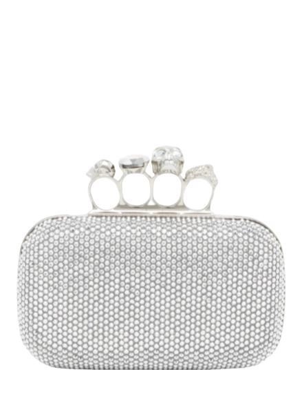 Alexander McQueen Crystal Embellished Knuckle Clutch - Silver