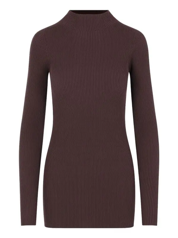 Rick Owens Ribbed Knit Mock Neck Long Sleeve Top - Makassar