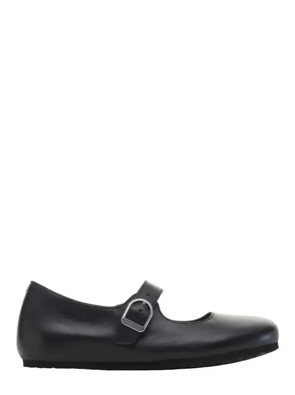 BIRKENSTOCK Round Toe Ballet Flats With Adjustable Buckle - Black